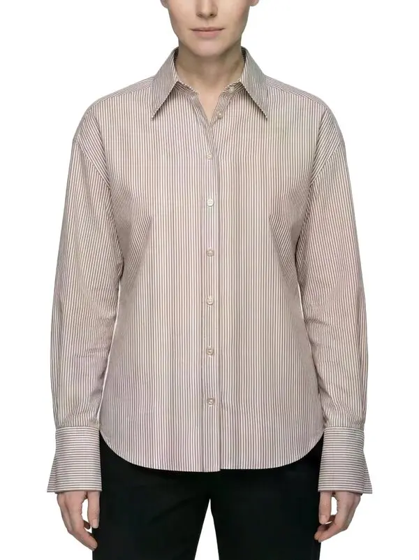 Brunello Cucinelli Striped Long-sleeve Button-down Shirt - Red