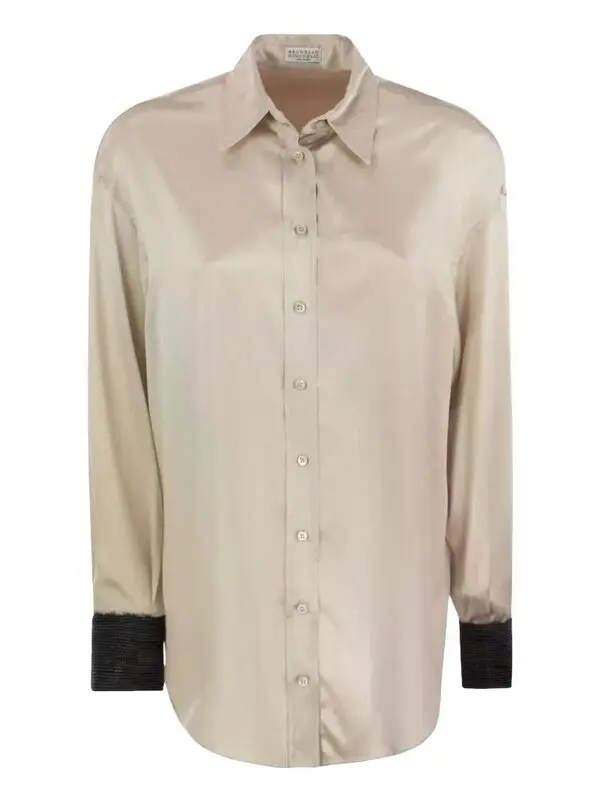 Brunello Cucinelli Contrast-cuff Shirt - Neutrals