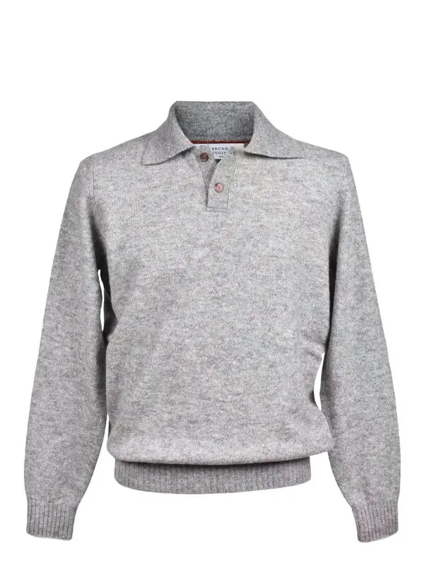 Brunello Cucinelli Knit Polo-collar Wool Sweater - Grey