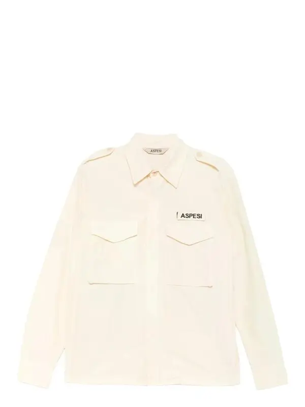 Aspesi Logo-patch Epaulette Shirt - Neutrals