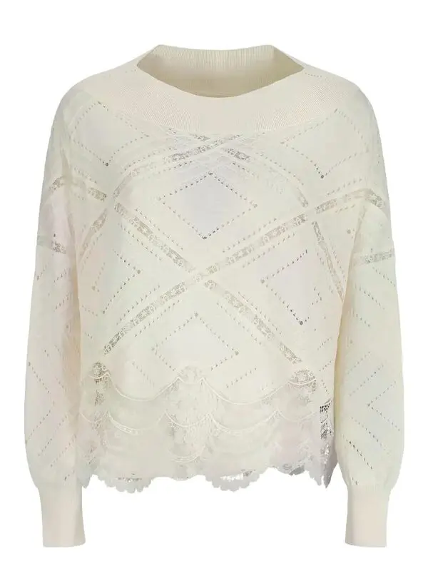 Ermanno Scervino Lace-trimmed Sweater - White