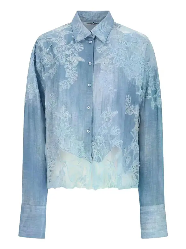 Ermanno Scervino Embroidered Lace-trim Shirt - Blue