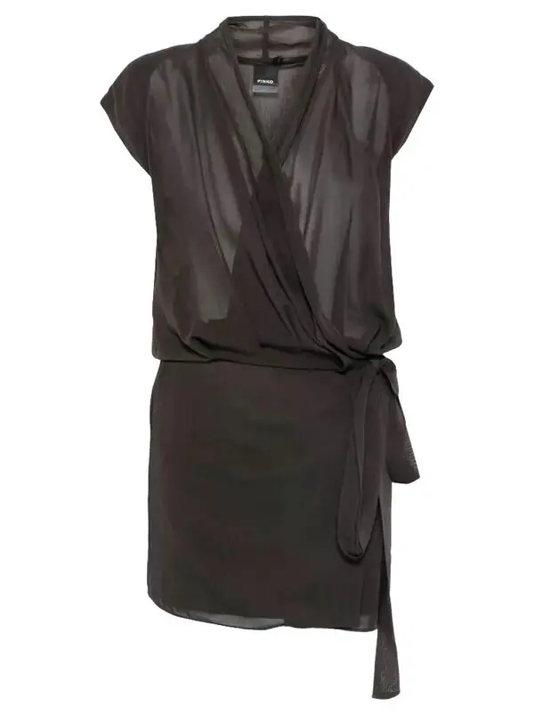 Pinko Ardola Draped Tie-fastening Mini Dress - Brown