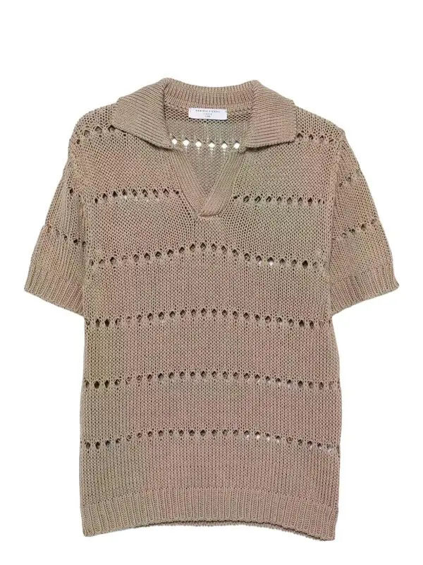 DANIELE FIESOLI Pointelle-knit Short-sleeve Sweater - Neutrals