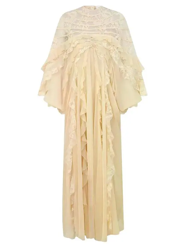 Zimmermann Rebellion Splice Ruffled Lace-paneled Maxi Dress - Neutrals