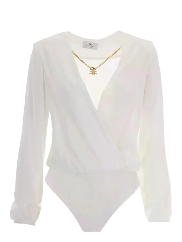Elisabetta Franchi Draped Chain-detail Bodysuit - White