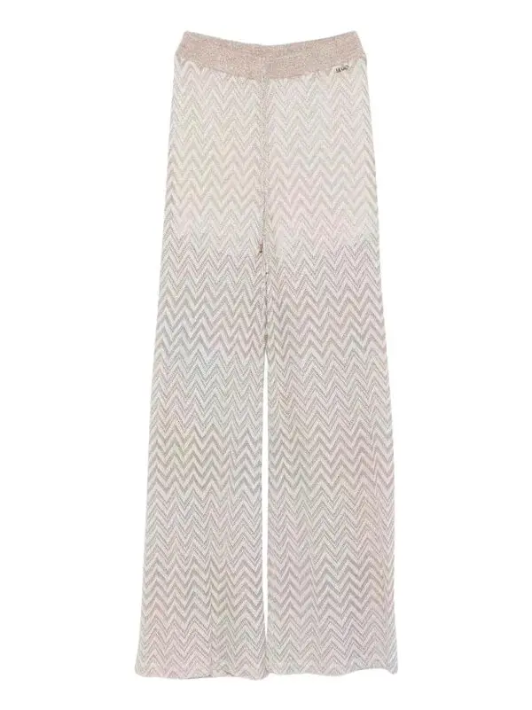 Liu Jo Zigzag-knit Wide-leg Palazzo Pants - Neutrals