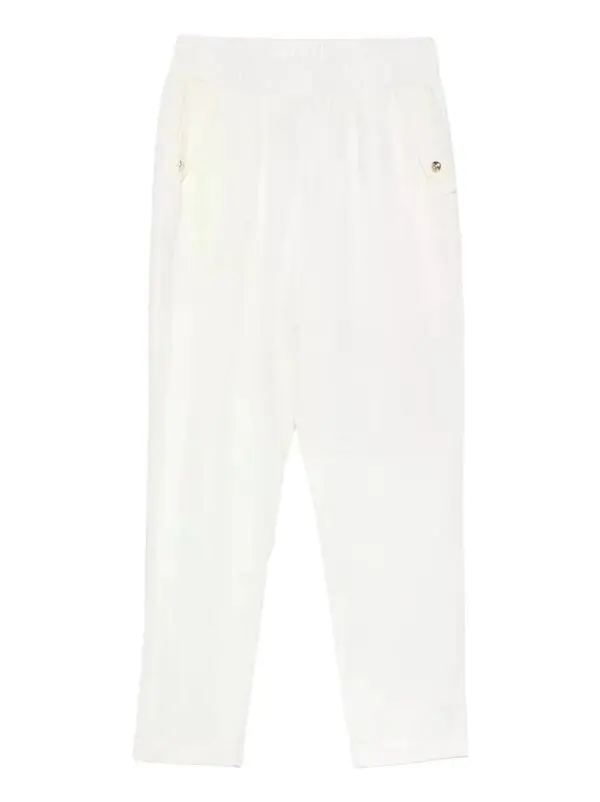Liu Jo Elasticated-waistband Button-detail Trousers - Neutrals