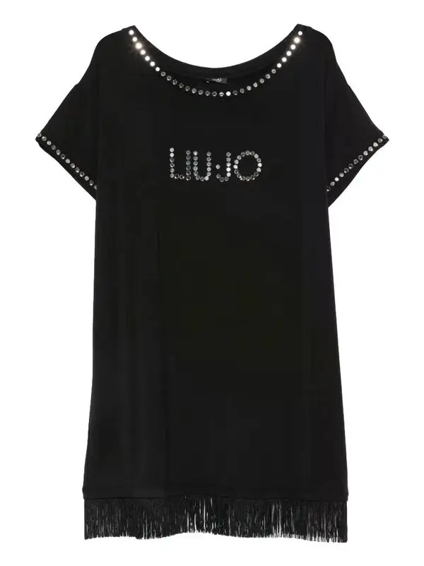 Liu Jo Stud-embellished Fringe-trim Dress - Black