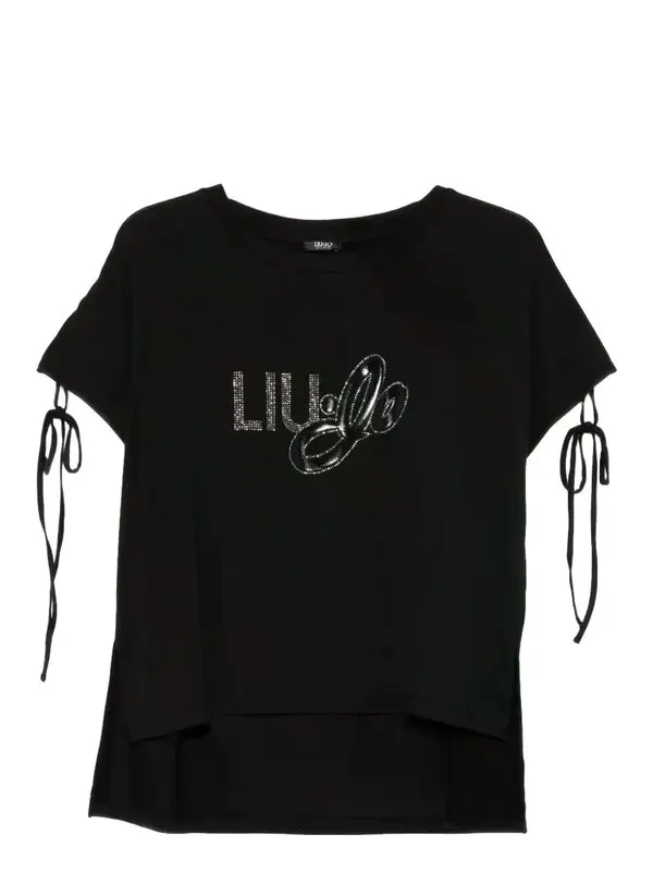 Liu Jo Logo-embellished Tie-sleeve T-shirt - Black