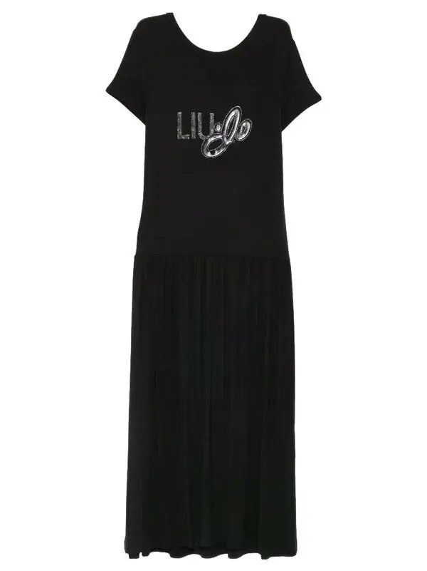 Liu Jo Logo-embellished V-neck Dress - Black