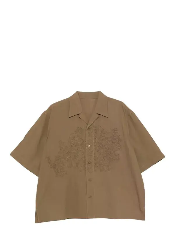 Issey Miyake Embroidered Short-sleeve Shirt - Brown
