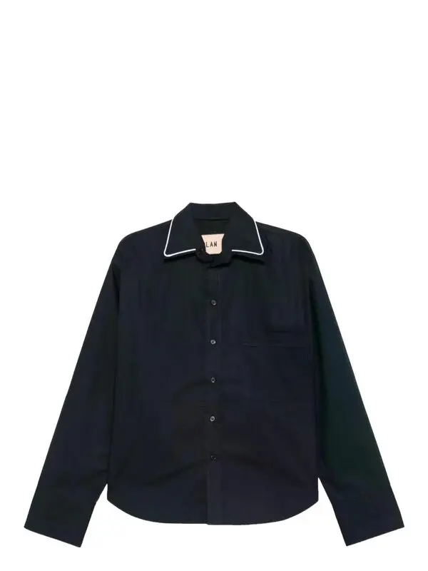 Plan C Piping-detail Chest-pocket Shirt - Blue