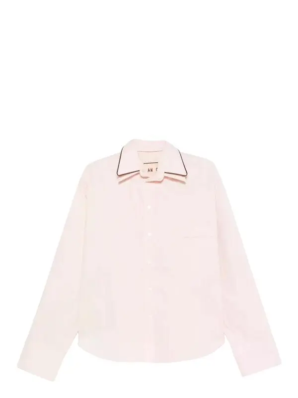 Plan C Contrast-trimmed Chest-pocket Shirt - Pink