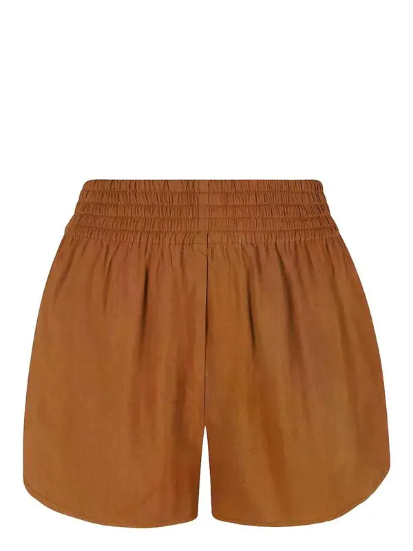 Ermanno Scervino Shirred-waistband Curved-hem Shorts - Brown