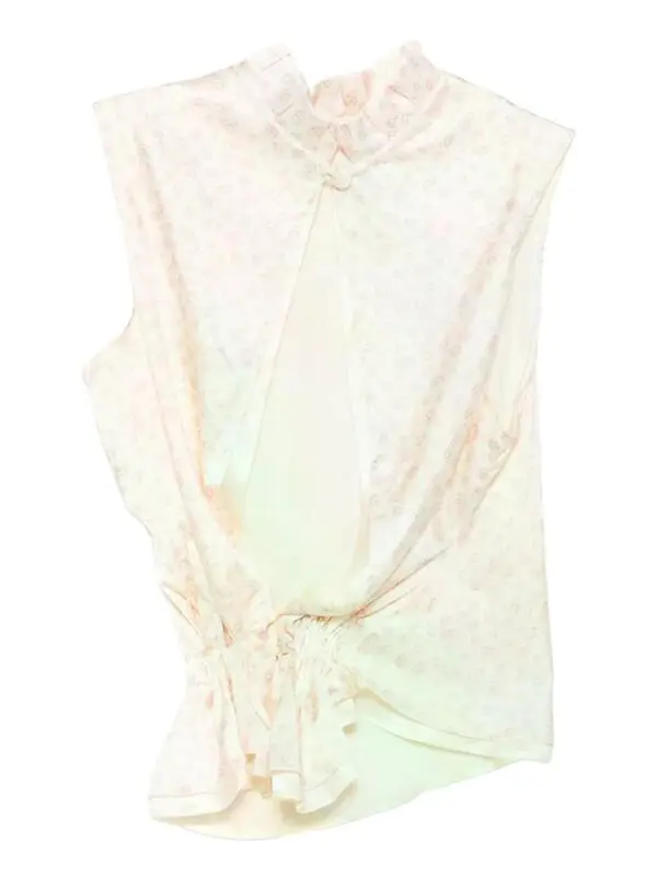 AUGUST BARRON Floral-print Mock Neck Top - Neutrals