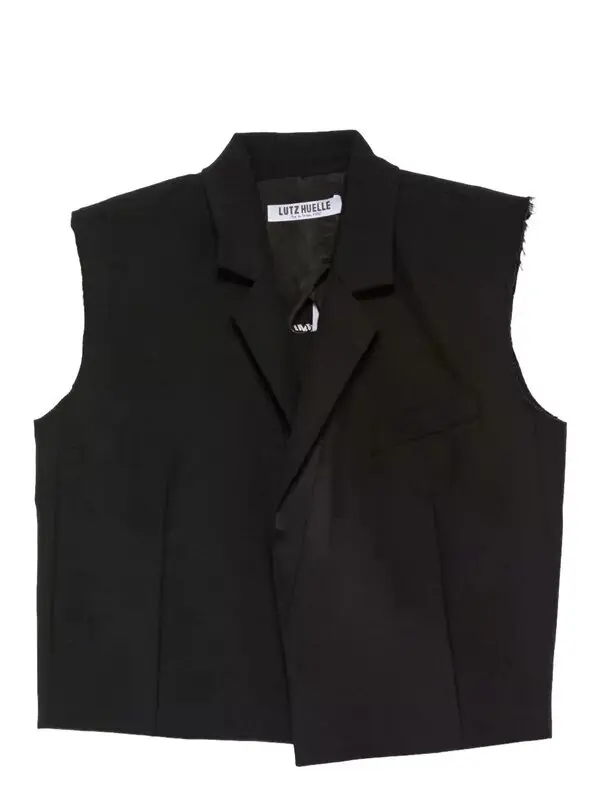LUTZ HUELLE Frayed-edge Gilet - Black