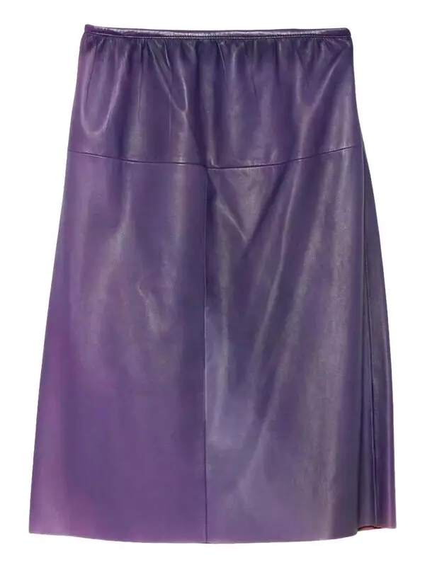 Prada A-line Lambskin Leather Skirt - Purple