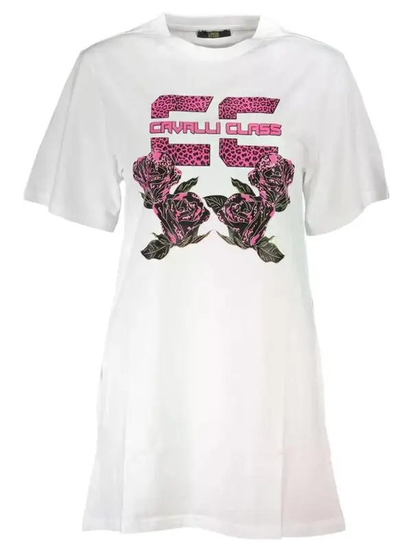 Roberto Cavalli Logo Print Mini Dress - White