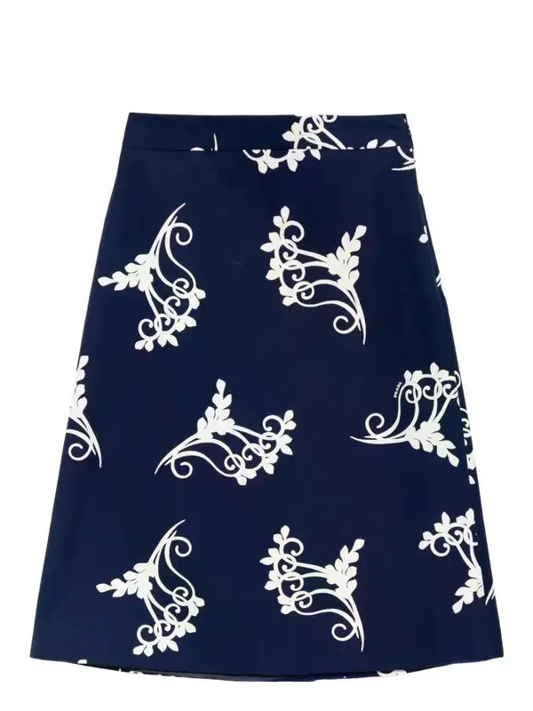Prada Fan-print A-line Skirt - Blue