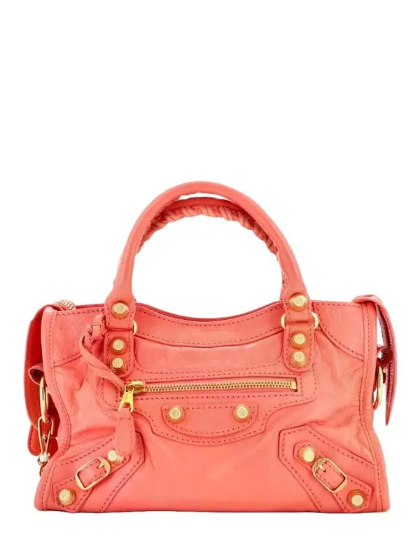 Balenciaga City Giant Studs Leather Mini Satchel - Pink