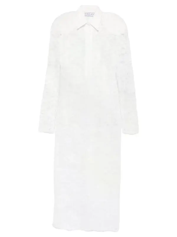 ROWEN ROSE Lace-overlay Midi Dress - White