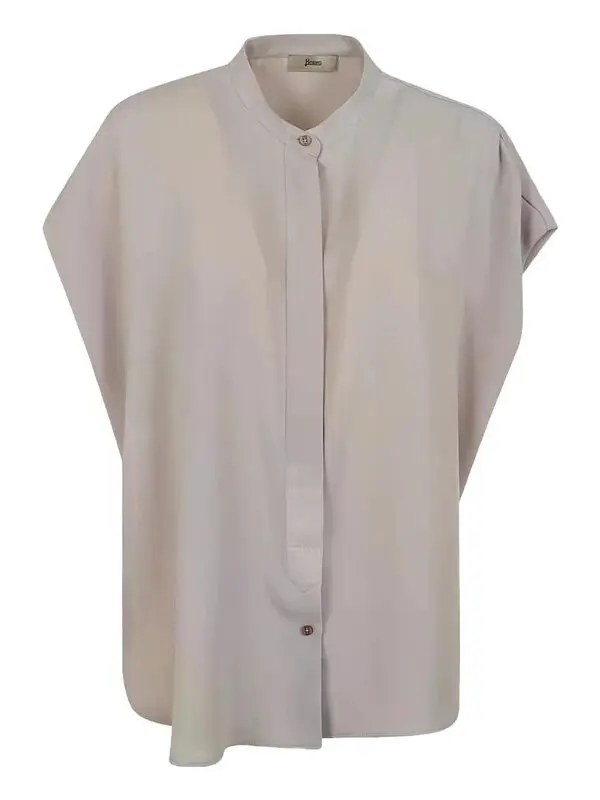 Herno Cap-sleeve Band-collar Blouse - Neutrals
