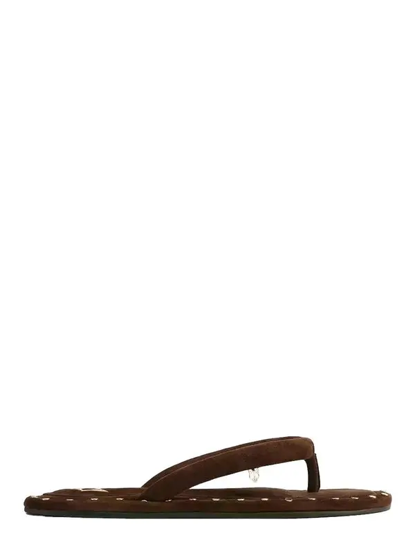 NAKED WOLFE Grenada Studded Padded-strap Flip-flops - Brown