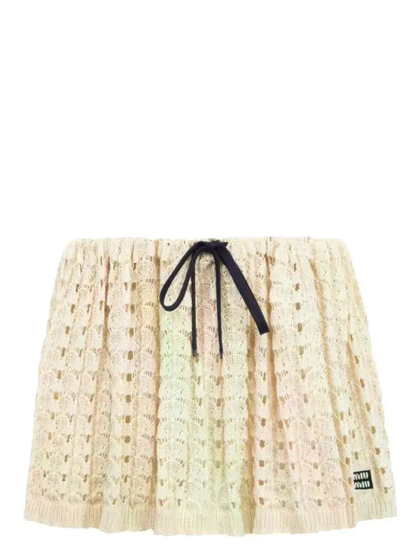 Miu Miu Crochet-knit Drawstring Mini Skirt - Neutrals