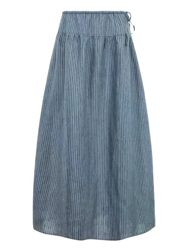 DEIJI STUDIOS Striped Drawstring Maxi Skirt - Blue