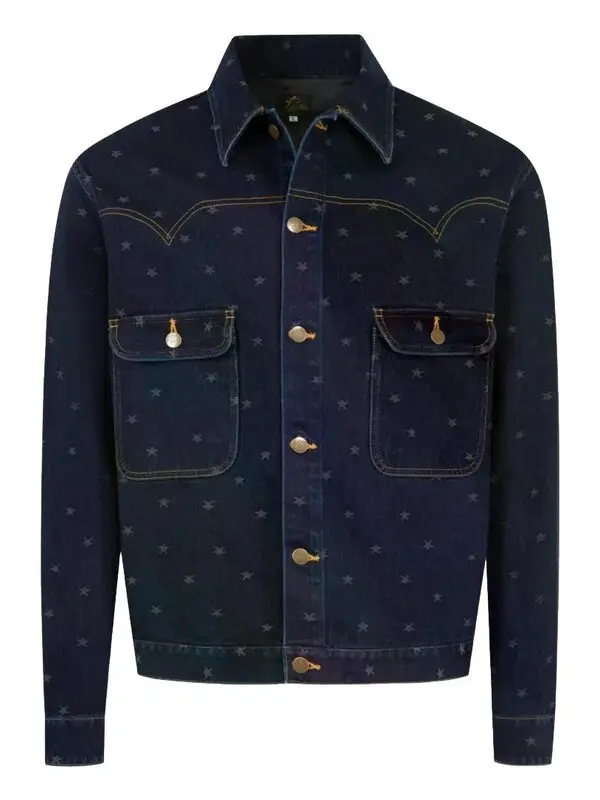 Needles Star-jacquard Denim Jacket - Blue