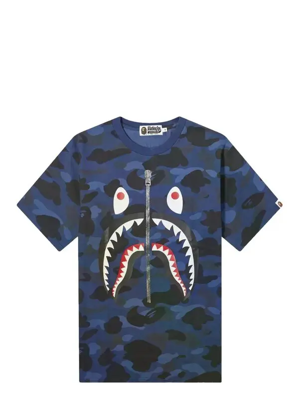 A BATHING APE Camouflage Shark T-shirt - Blue