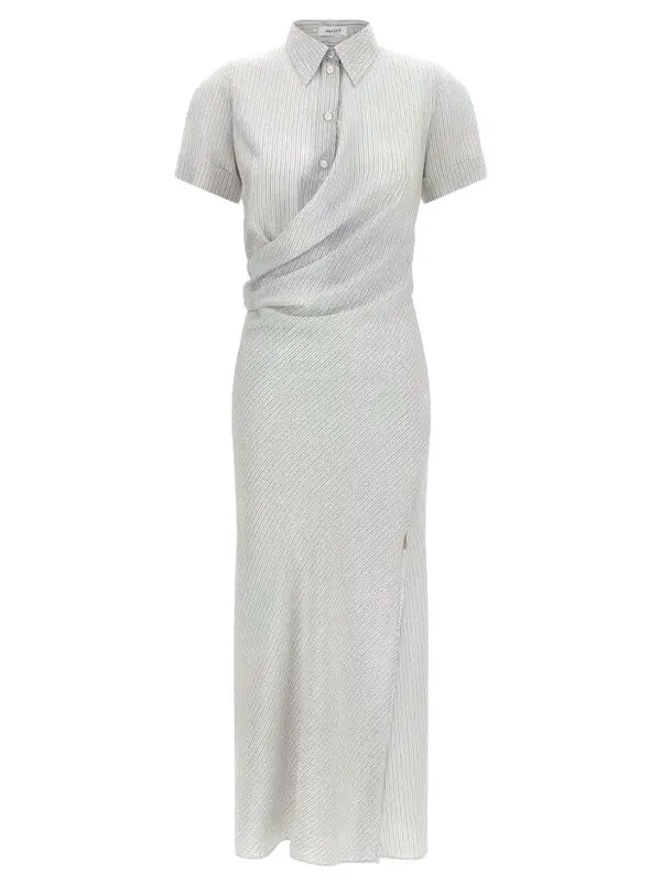 Alexander McQueen Striped Draped-design Dress - White