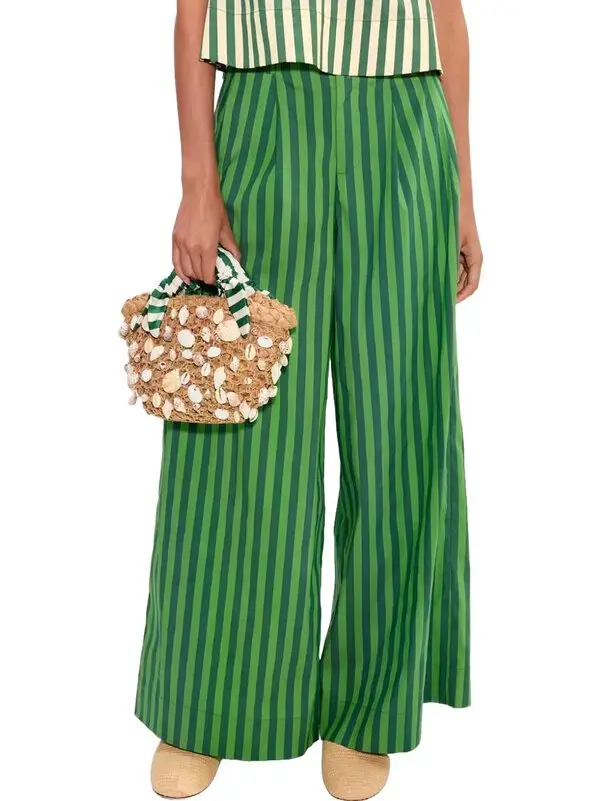 SIMONMILLER Thorne Stripe-print Cotton Trousers - Green