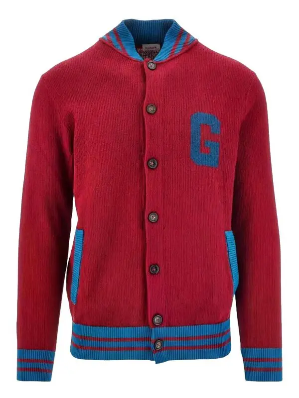 GALLIA Logo-patch Striped-trim Bomber Jacket - Red