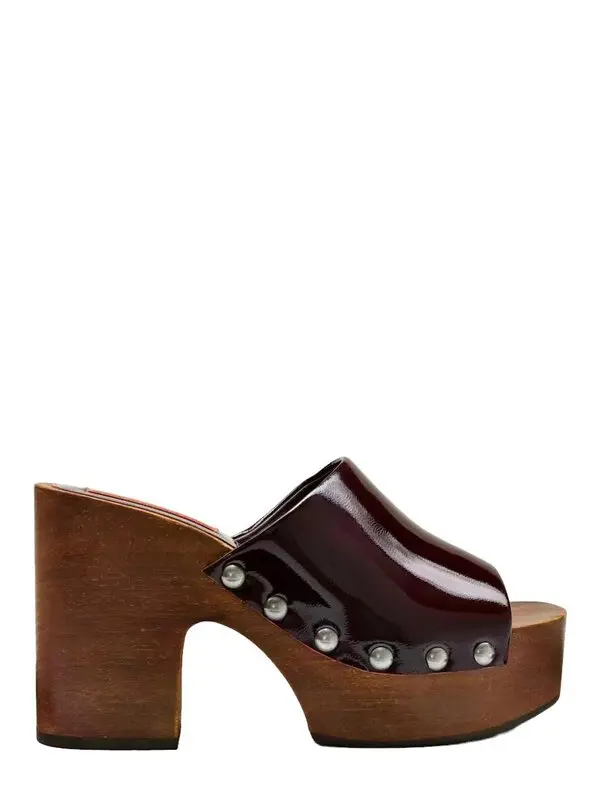 SIMONMILLER Sol Wood Leather Heeled Sandals - Red