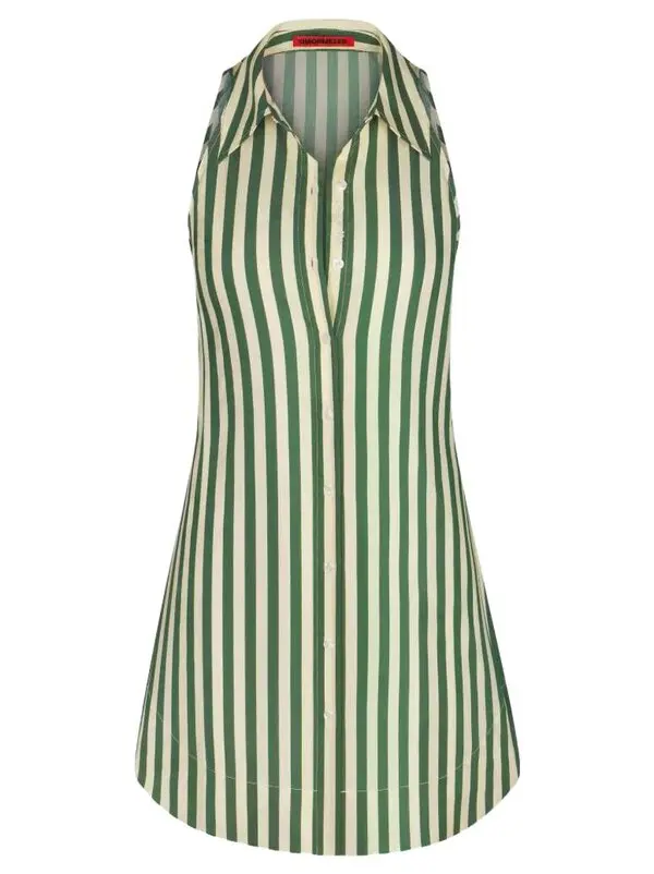 SIMONMILLER Loch Striped Sleeveless Cotton Mini Dress - Green