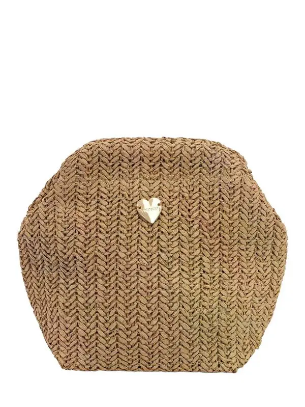 TWINSET Woven Makeup Bag With Heart Plaque - Neutrals