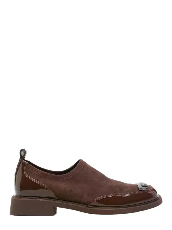 LINDA BAUMANN Suede Derby Shoes With Metal Detail - Brown