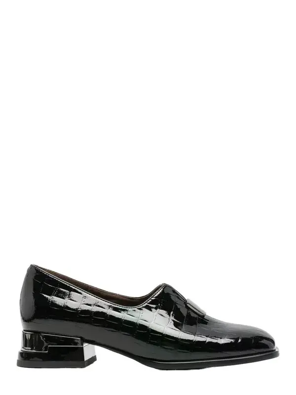 LINDA BAUMANN Croc-effect Buckle-detail Loafers - Black