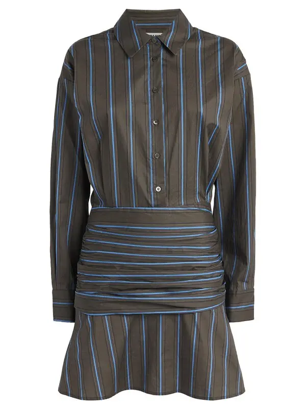 Staud Stretch-poplin Stripe Indya Mini Dress - Grey