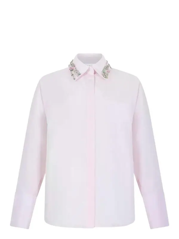 GENNY Crystal-embellished Concealed-fastening Shirt - Pink
