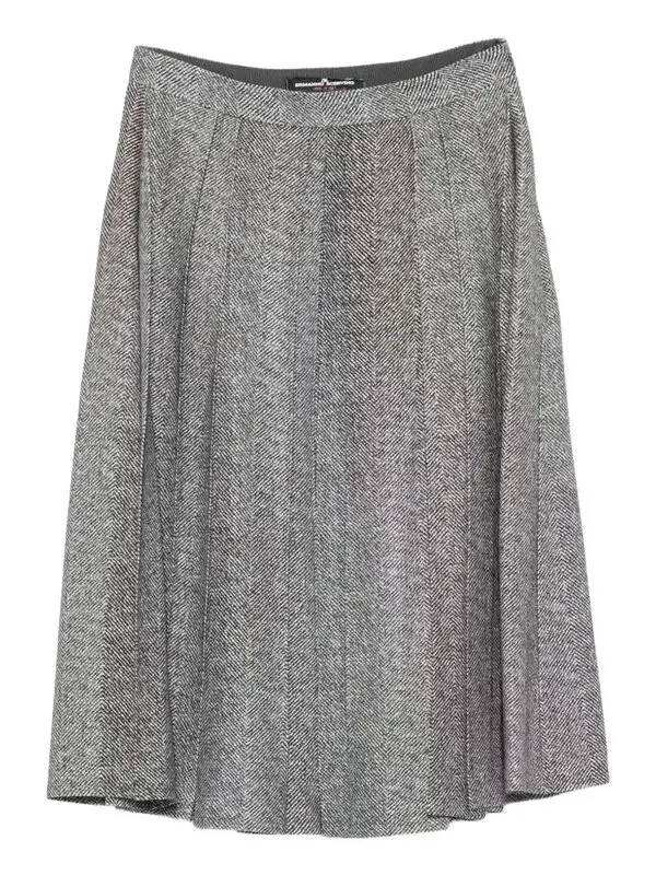 Ermanno Scervino Herringbone-pattern Pleated Midi Skirt - Grey