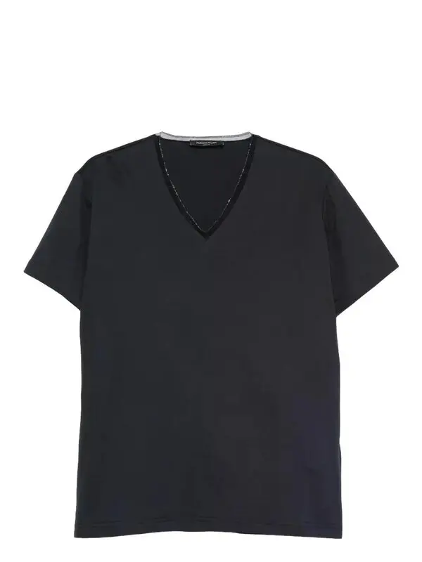 Fabiana Filippi Mesh-trim V-neck T-shirt - Blue
