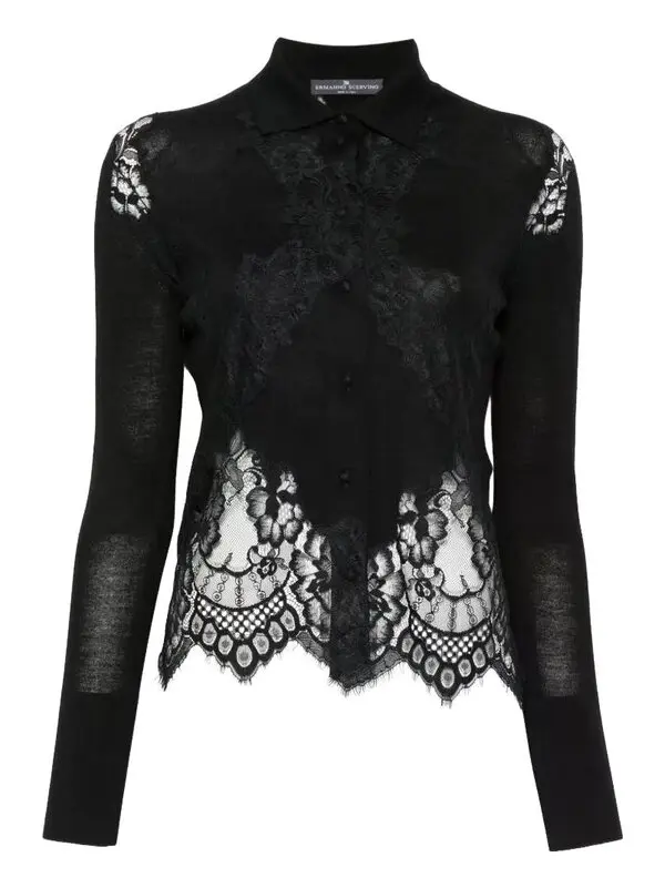 Ermanno Scervino Lace-panelled Button-up Cardigan - Black