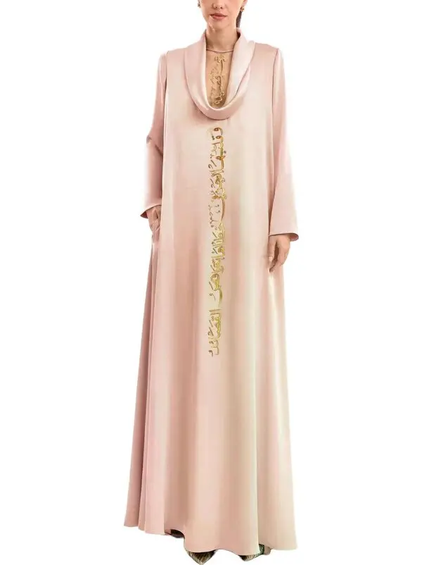GEMY MAALOUF Calligraphy Cowl Neck Kaftan - Pink