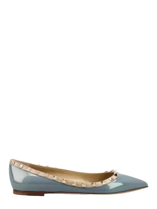 Valentino Garavani Rockstud Patent Leather Ballet Flats - Blue