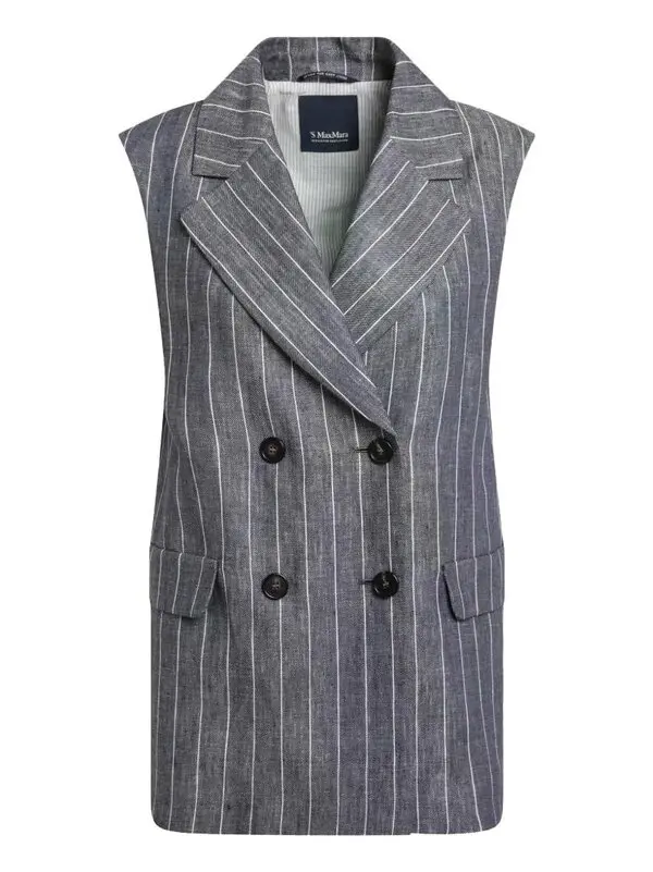 Max Mara Striped Double-breasted Vest - Blue