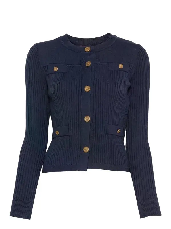 TWINSET Ribbed-knit Button-up Cardigan - Blue