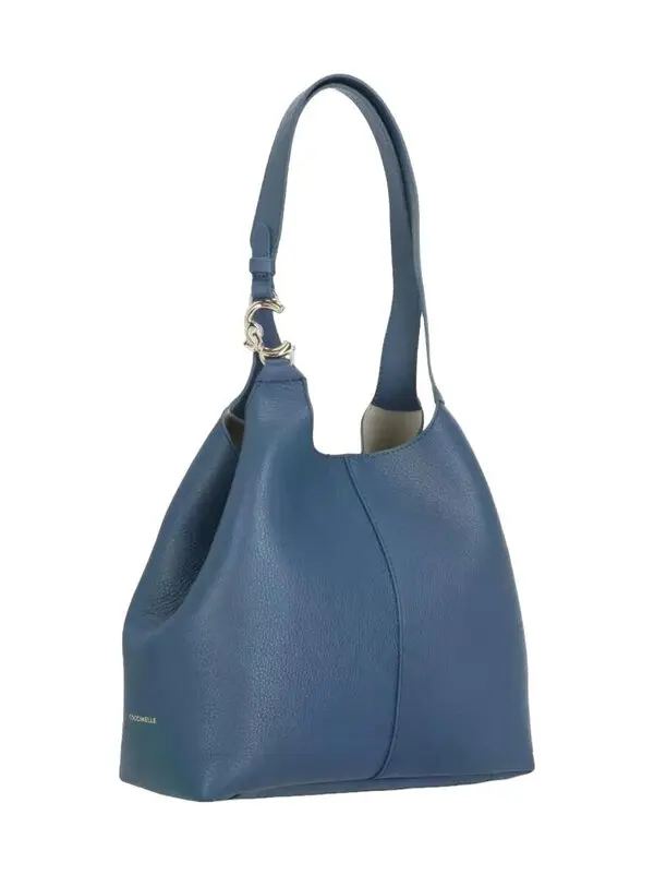 COCCINELLE C-easy Pebbled Leather Shoulder Bag - Blue